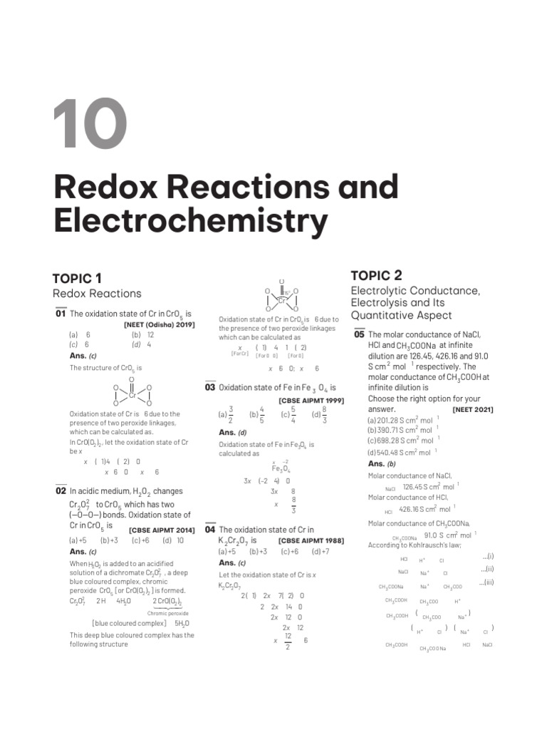 Redox Reactions and Electrochemistry | PDF | Ion | Electrolyte