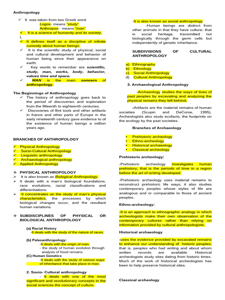 Anthropology-Lesson1 | PDF | Anthropology | Archaeology