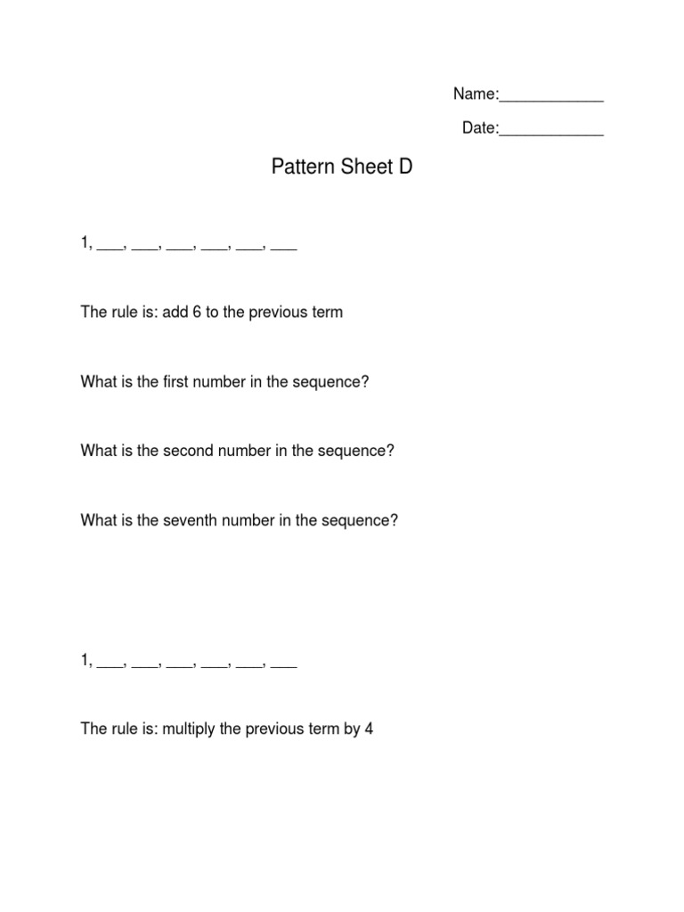 Patterns D | PDF | Teaching Mathematics