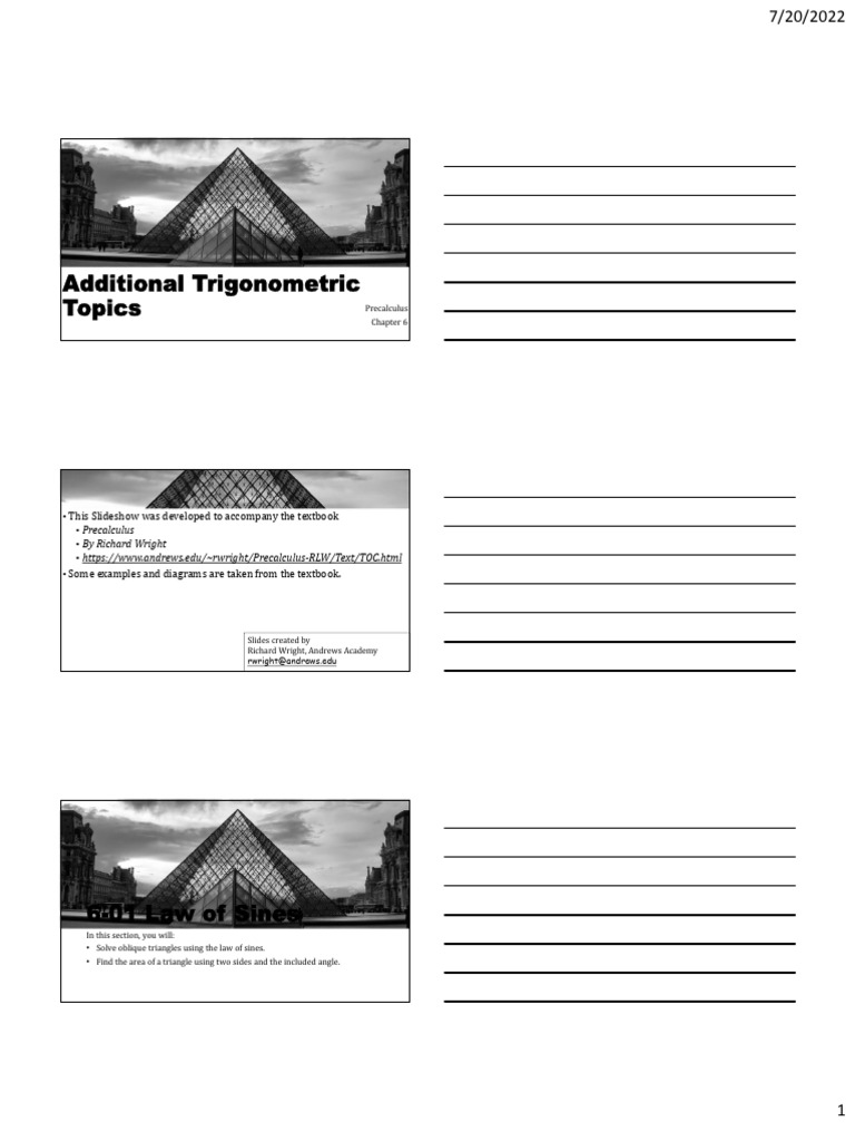 Precalculus 06 Additional Trigonometric Topics (handouts) | PDF ...