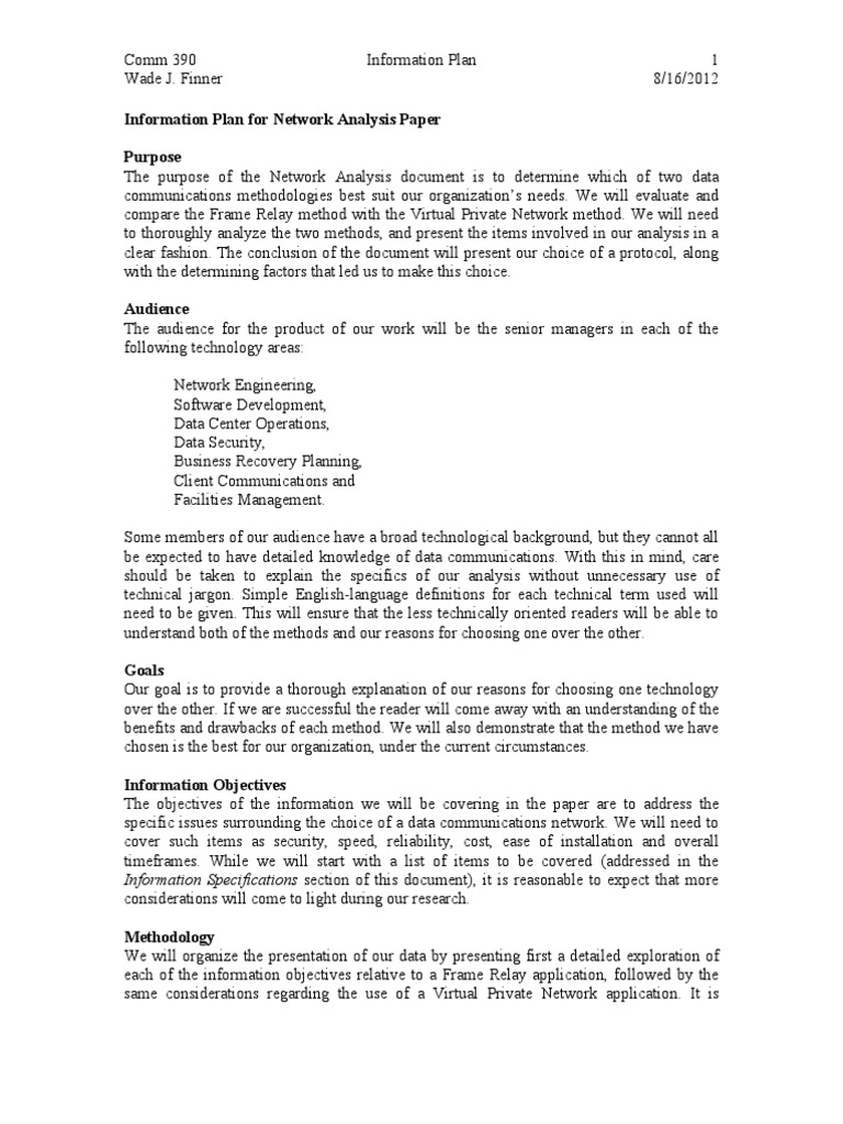 Information Plan For Network Analysis | PDF | Reliability Engineering ...