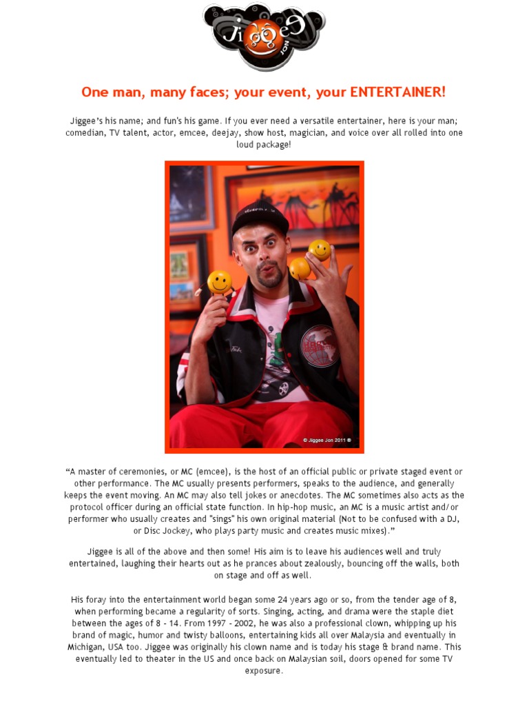Jiggee Jon Profile 2012 | PDF | Disc Jockey | Rapping