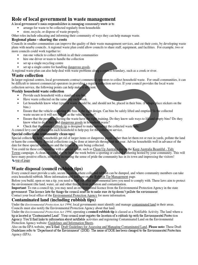 Role of Local Government | Waste Management | Municipal Solid Waste