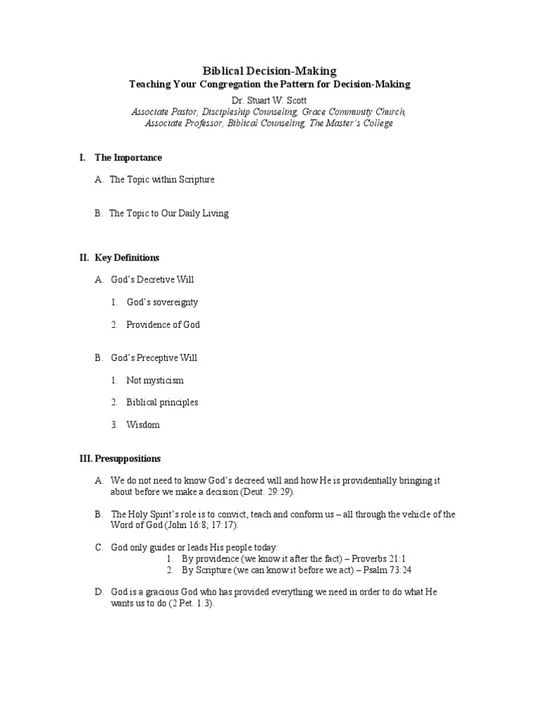 Biblical Decision Making | PDF | Bible | God