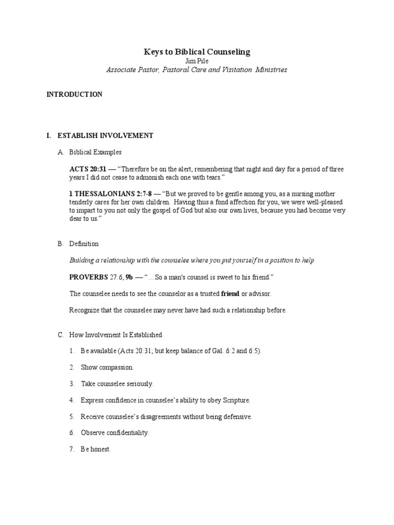 Keys to Effective Biblical Counseling | PDF | Christian Counseling | Bible