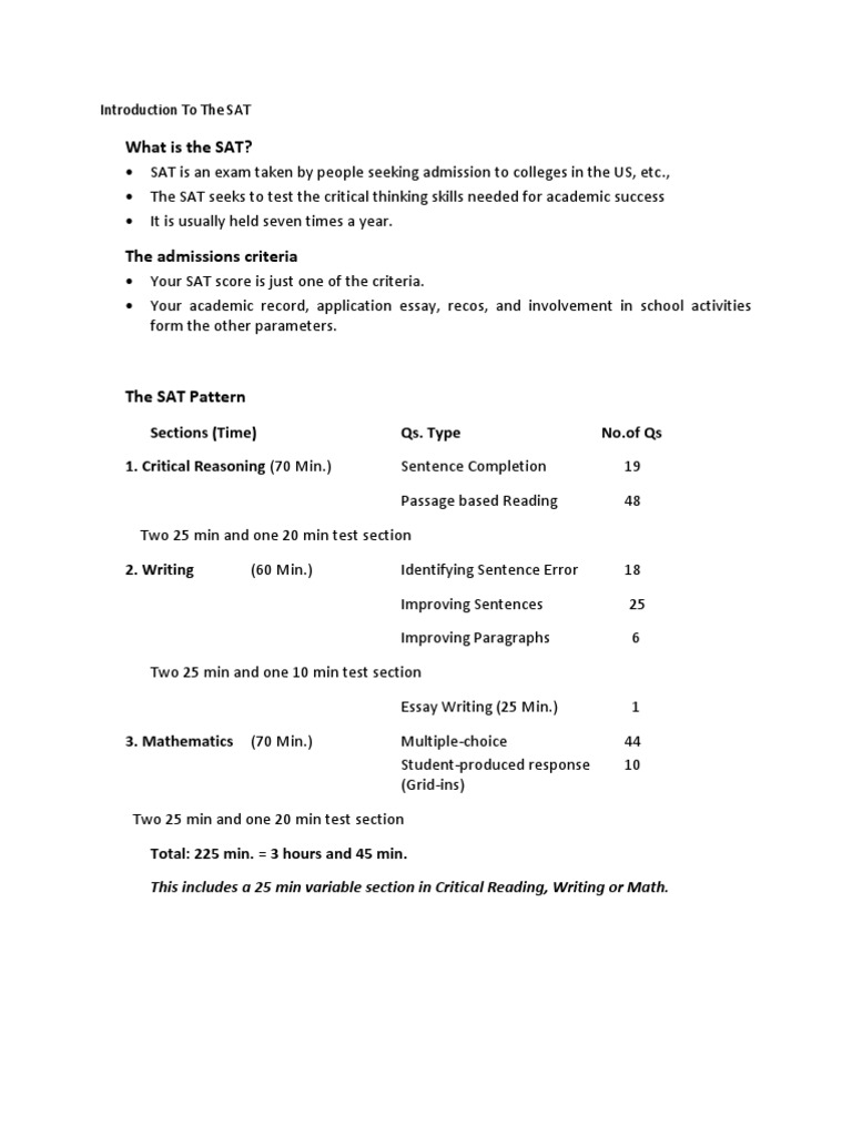 What Is The SAT? | PDF | Sat | Multiple Choice