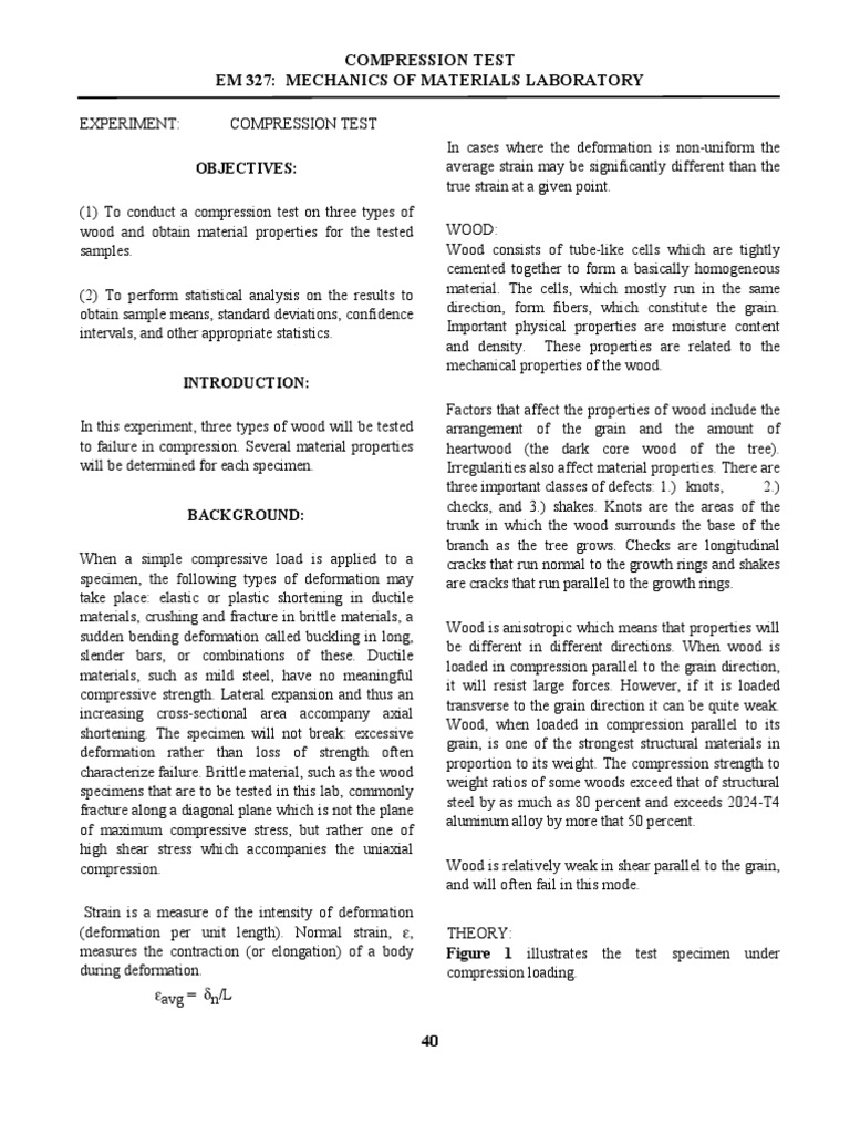 Compression TEST WOOD | Deformation (Engineering) | Strength Of Materials