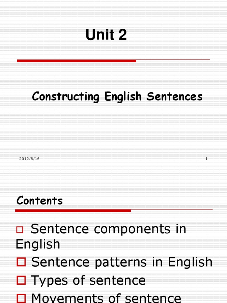 2unit2 - Constructing English Sentences | PDF | Subject (Grammar) | Pronoun