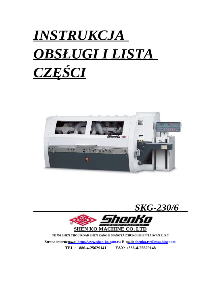 STRUGARKA SHENKO SKG-230-E-6 | PDF