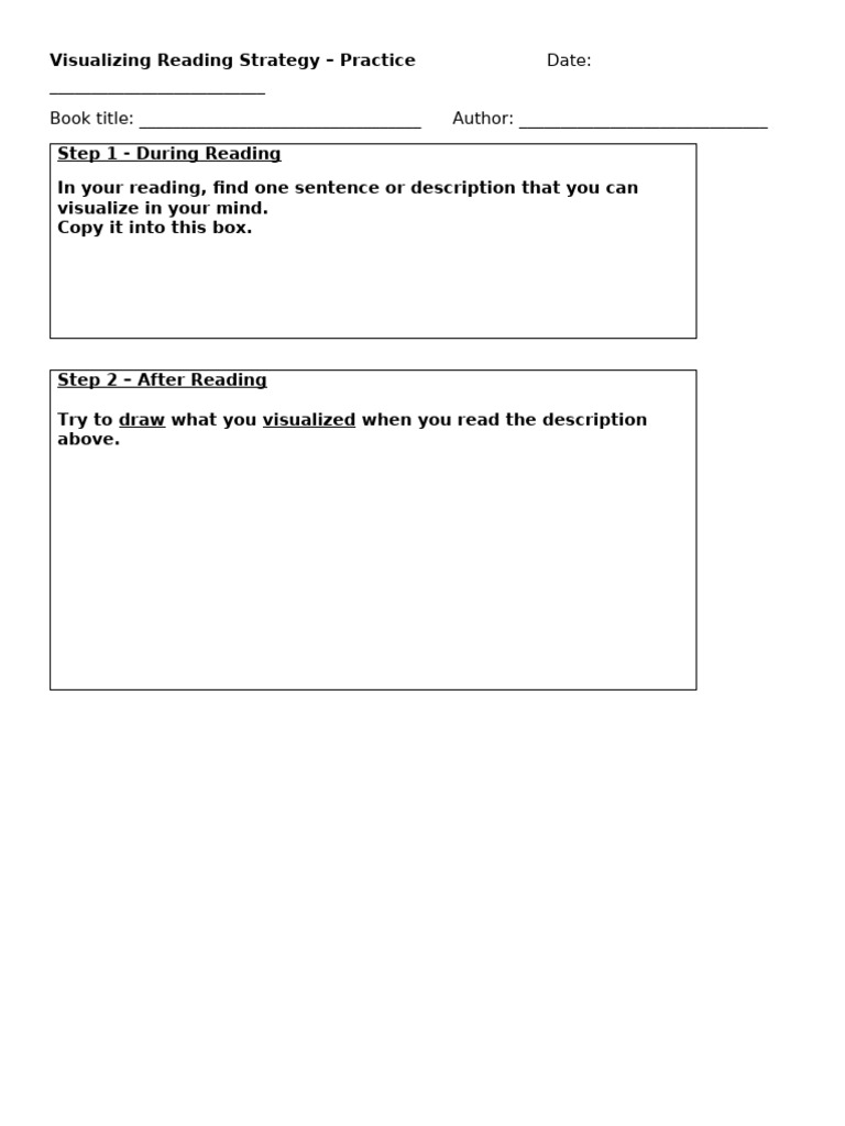 Visualizing Reading Strategy - Practice | PDF