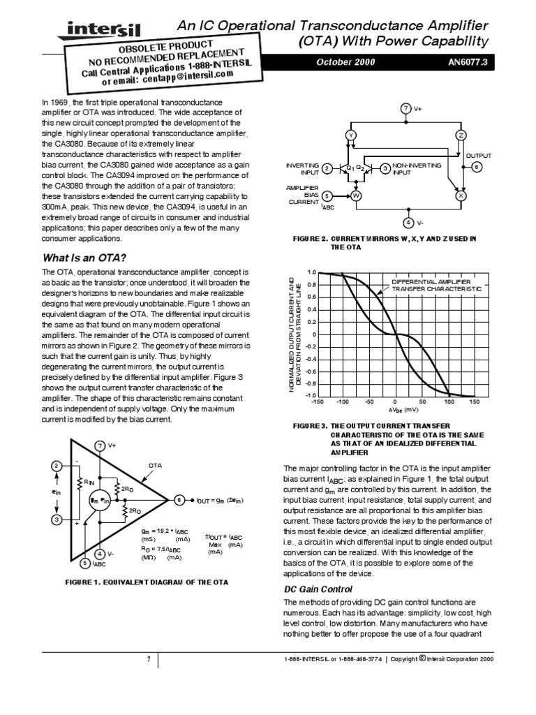 An IC Operational Transconductance Amplifier (OTA) With Power ...