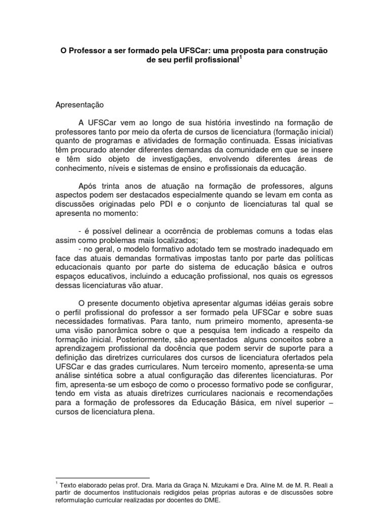 Perfil do Professor na UFSCar | PDF | Pedagogia | Aprendizado