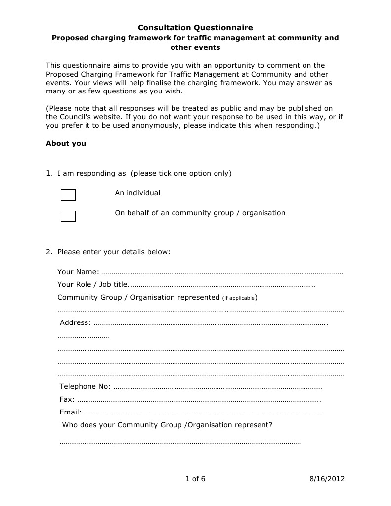 Consultation Questionnaire | PDF | Government | Business