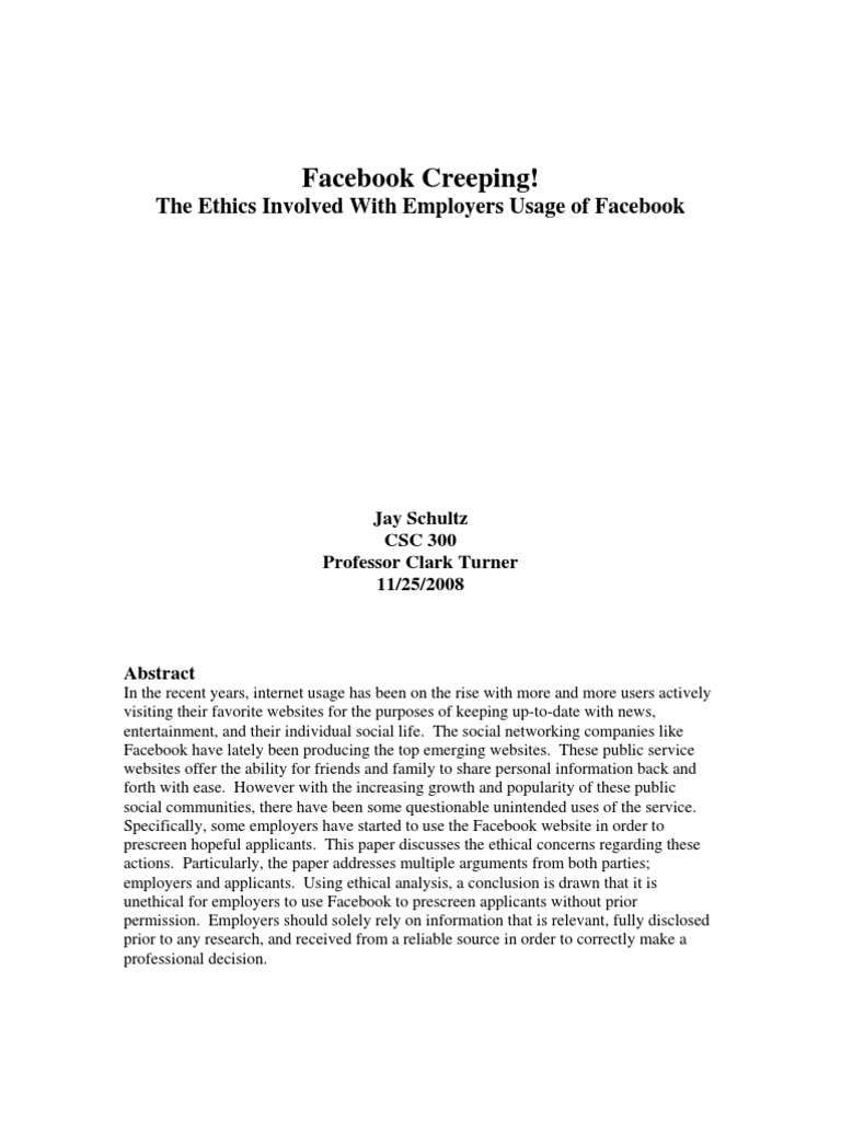 Research Facebook Creeping | PDF | Facebook | Social Networking Service
