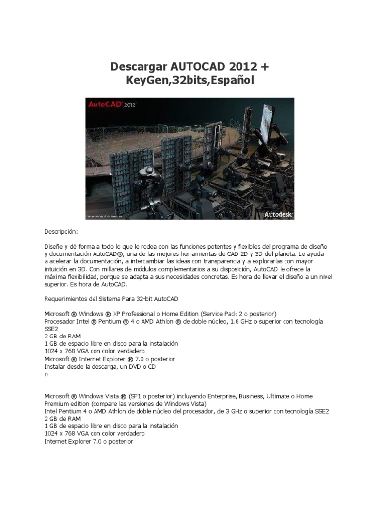 Descargar - AUTOCAD - 2012 - + - KeyGen - 32bits - Español | PDF ...