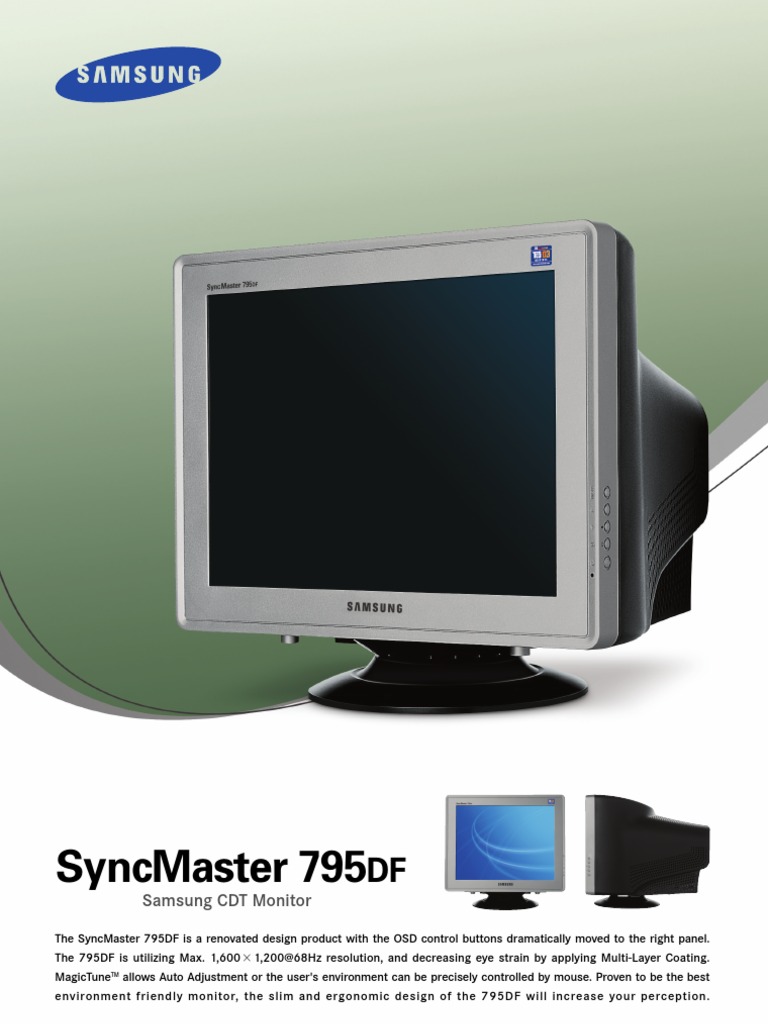 Syncmaster 795: Samsung CDT Monitor | PDF | Computer Monitor | Media ...
