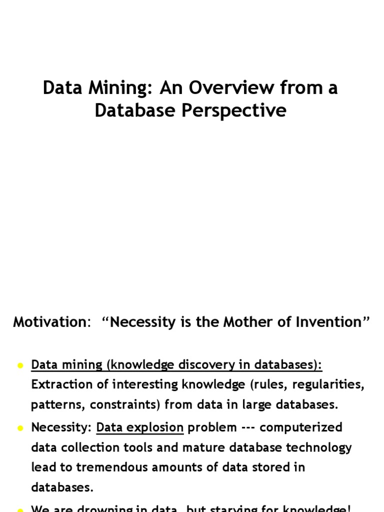 Data Mining: An Overview From A Database Perspective | PDF | Data Mining | Cluster Analysis