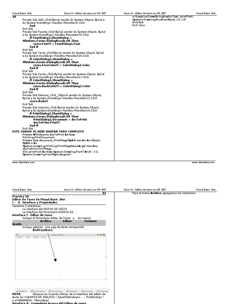 Guia10lii Editor Texto Vbnet | PDF | Menú (Computación) | Software de ...