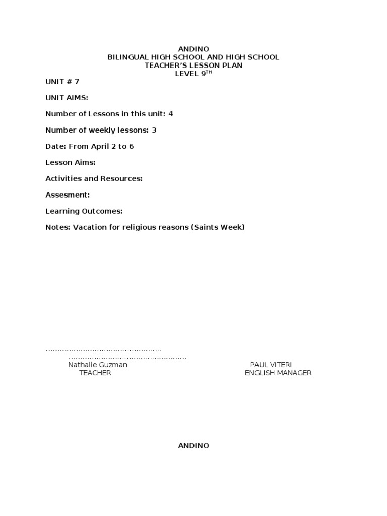 Lesson Plan 9th | PDF | Vocabulary | English Language