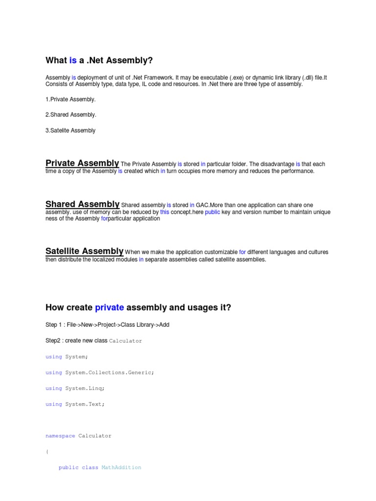 Assebly Pdf C Sharp Programming Language Library Computing 7023