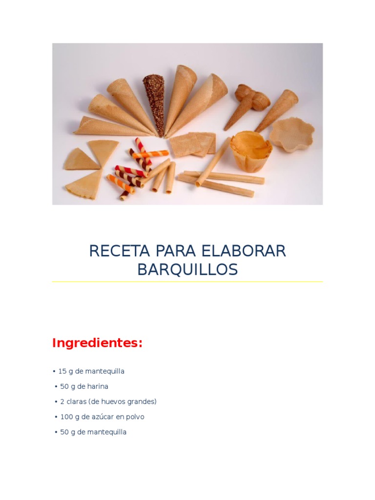 Receta para Elaborar Barquillos | PDF | Cocina, comidas y vino