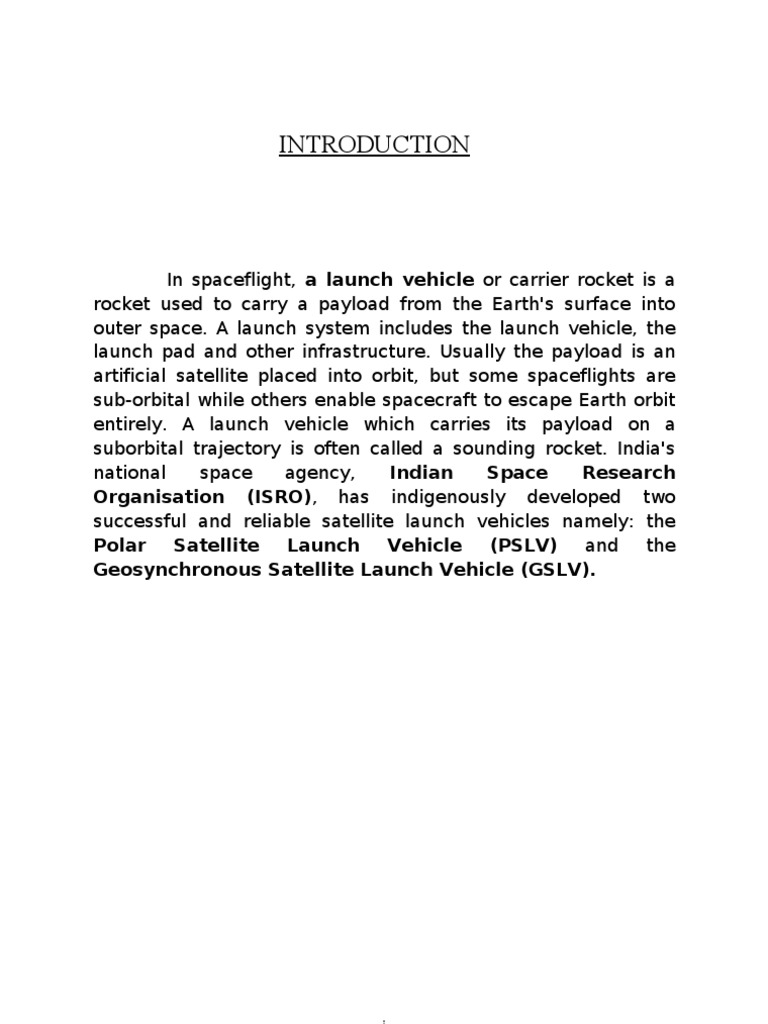 Overview of PSLV and GSLV Launch Vehicles | PDF | Launch Vehicle ...