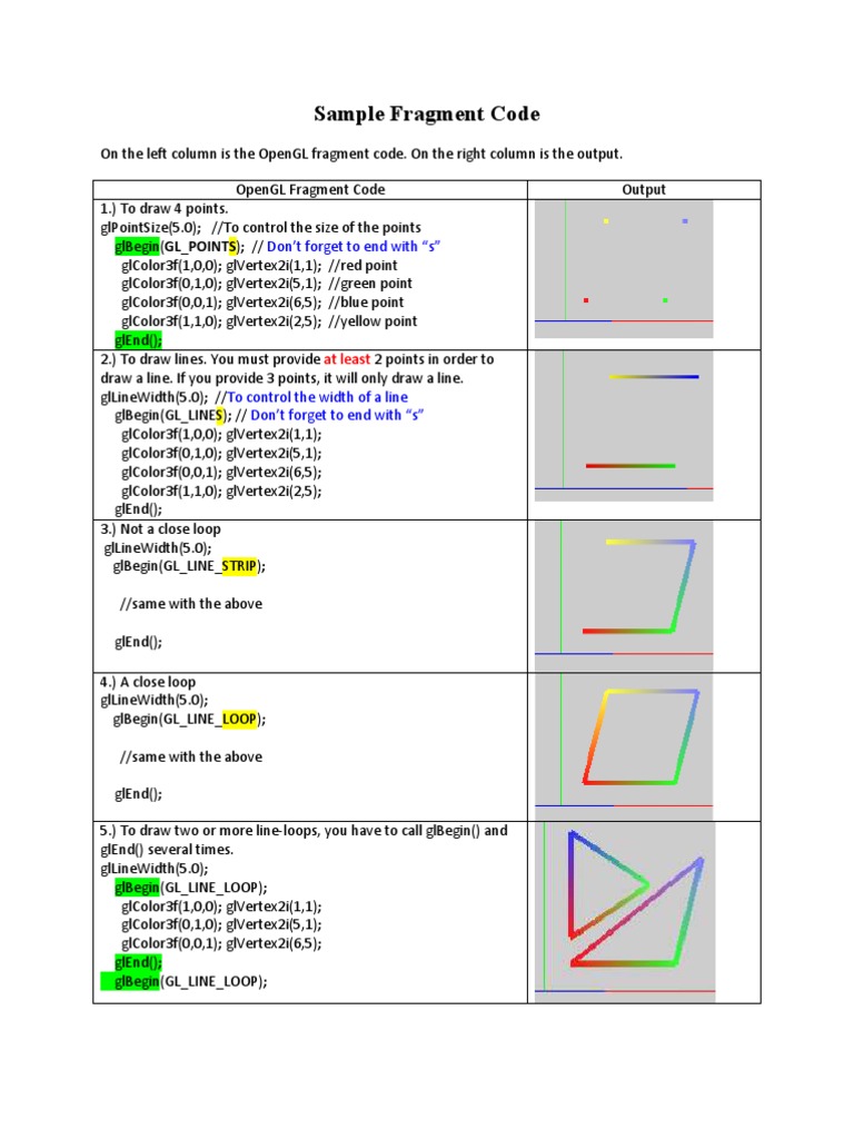 Sample OpenGL Fragment Code | PDF | Computer Programming | Areas Of ...