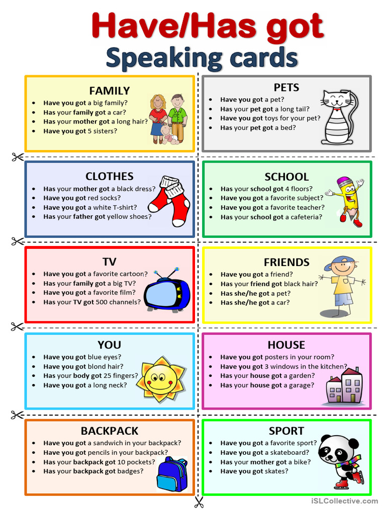 HAVE_HAS GOT - Speaking Cards | PDF