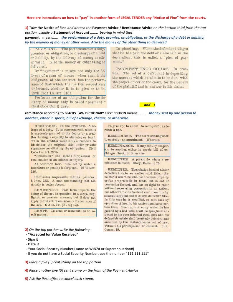 Paying Notices of Fine with Legal Tender | PDF