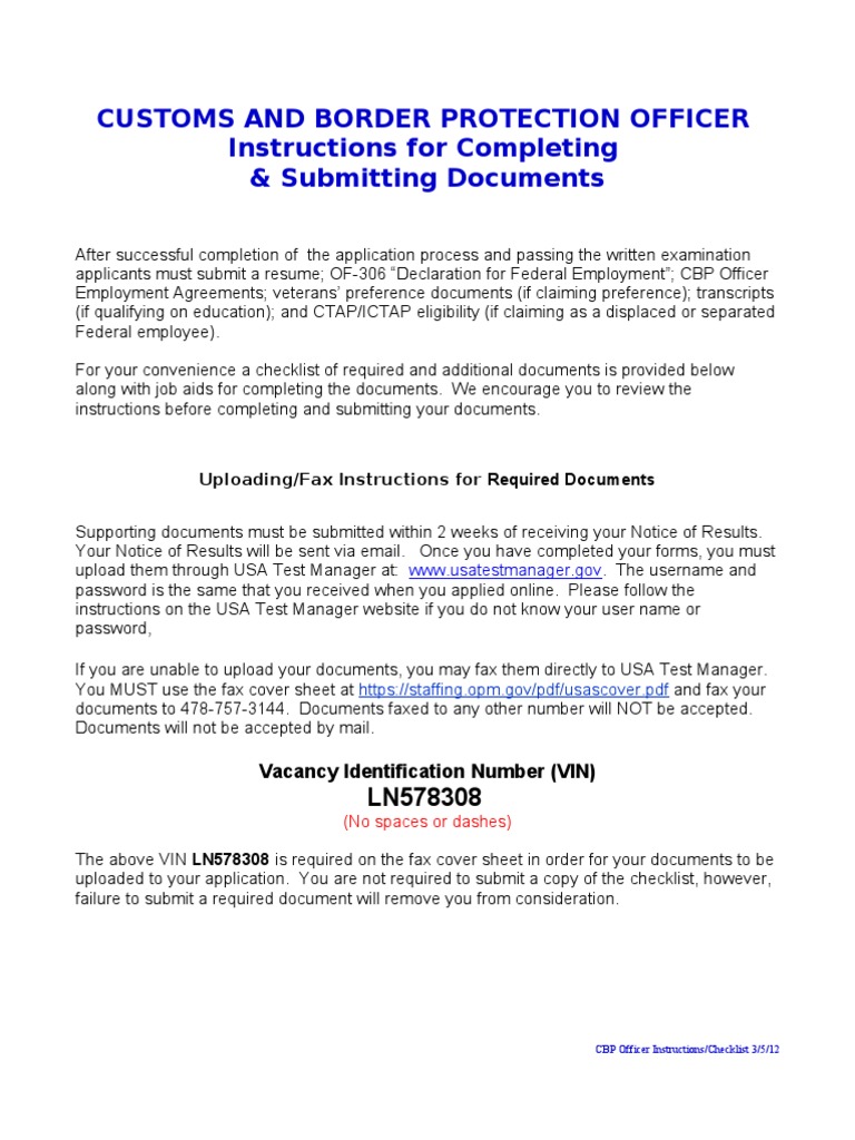 Cbpo Checklist | PDF | U.S. Customs And Border Protection ...
