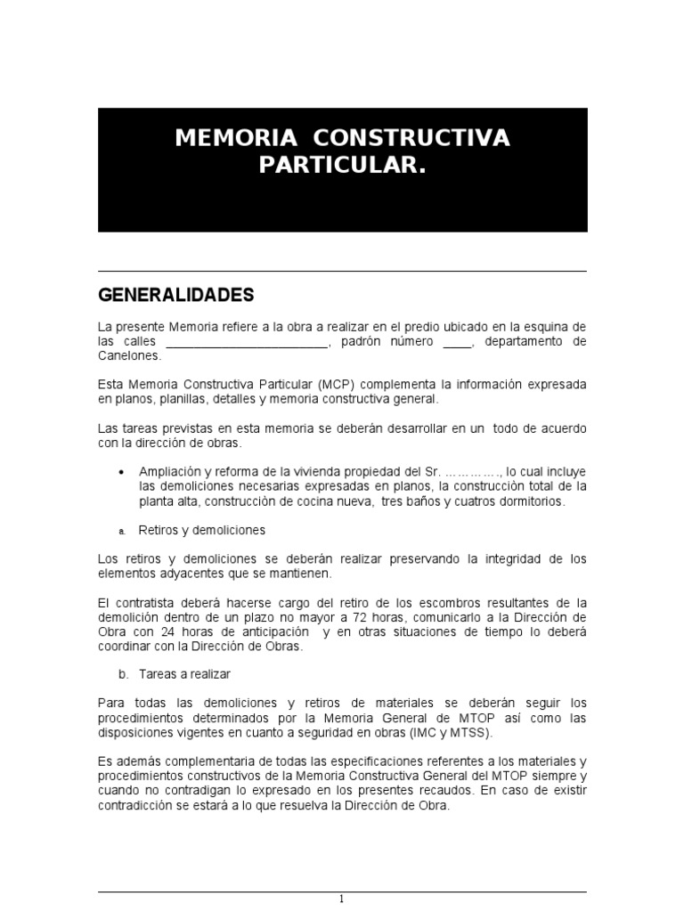 Memoria Constructiva | PDF | Hormigón | Pintar