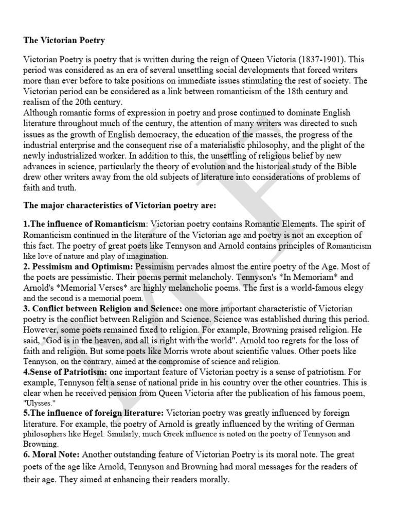 The Victorian Poetry | PDF | William Morris | Victorian Literature
