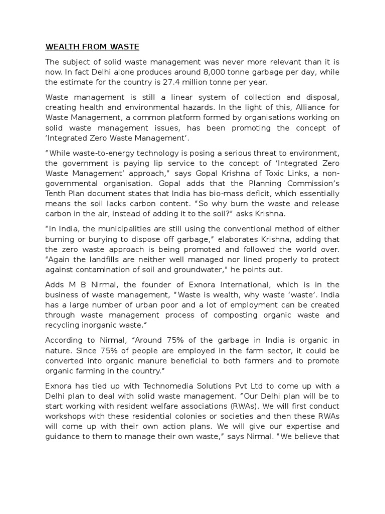 Wealth From Waste | PDF | Waste Management | Municipal Solid Waste