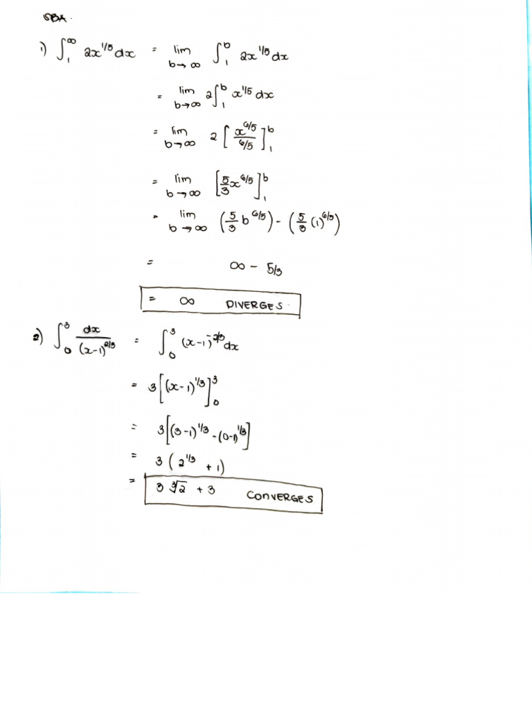 Improper Integral Problem 1–3 | PDF