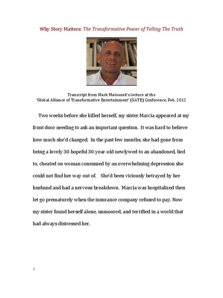 Why Story Matters: The Transformative Power of Telling The Truth ...