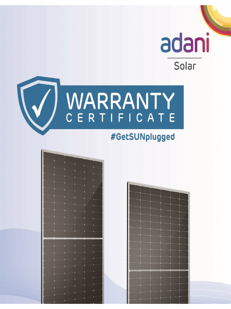 Adani Solar Panels Warranty Certificate | PDF