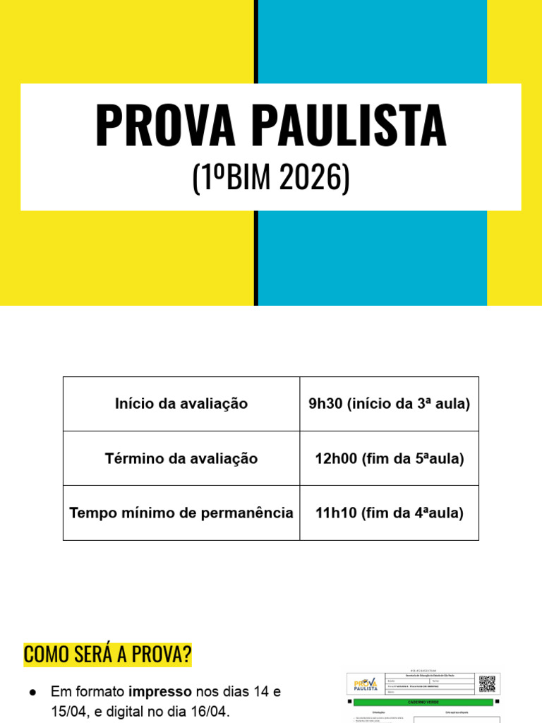 Prova Paulista (1ºbim 2026) | PDF