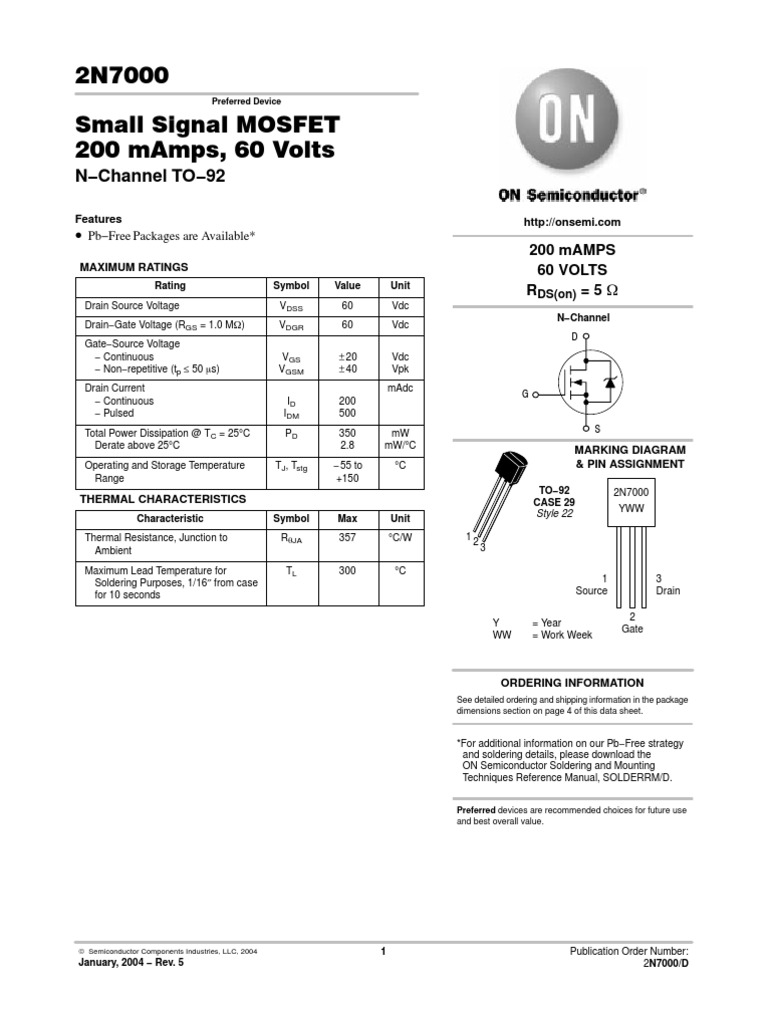 2n7000 | Transistor de efecto de campo | Electrónica