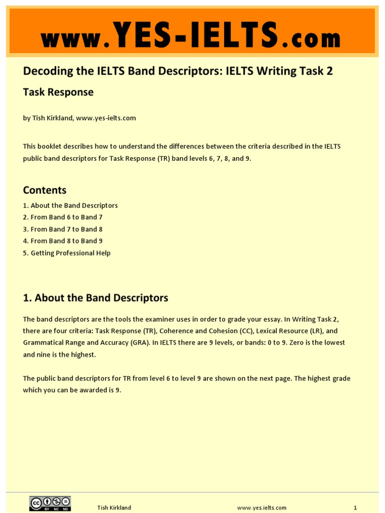 YES-IELTS - Decoding The IELTS Band Descriptors - Writing Task 2 - Task ...