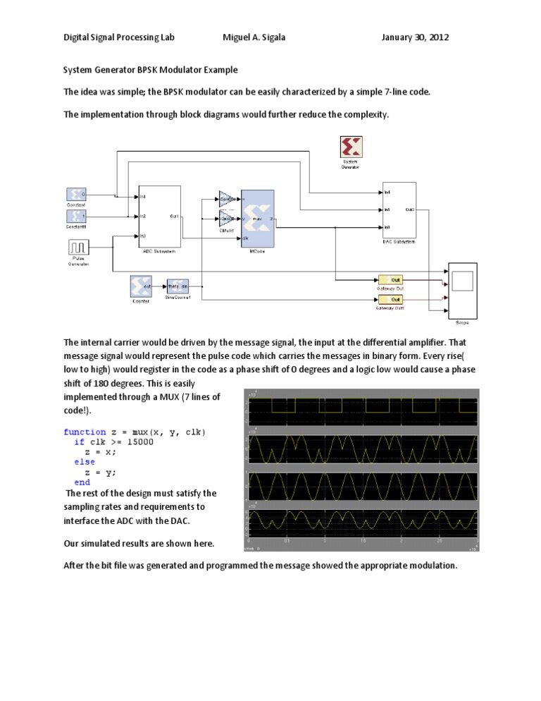 BPSK Modulator Design in DSP Lab | PDF