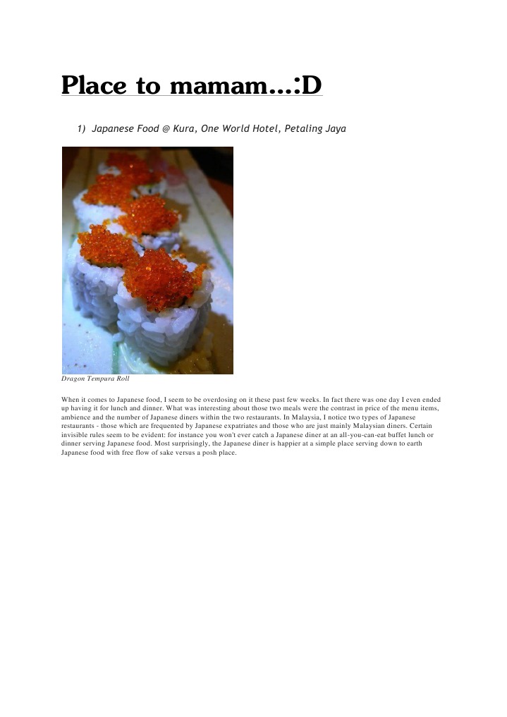 Place To Mamam | PDF | Japanese Cuisine | Sushi