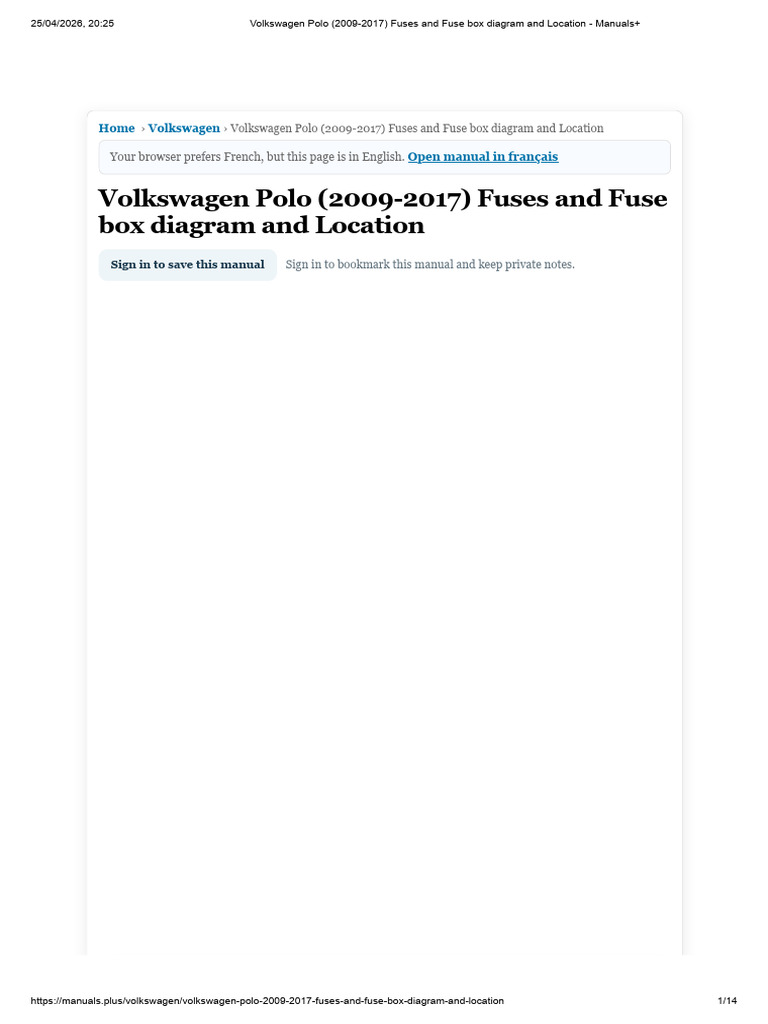 Volkswagen Polo (2009-2017) Fuses and Fuse Box Diagram and Location ...