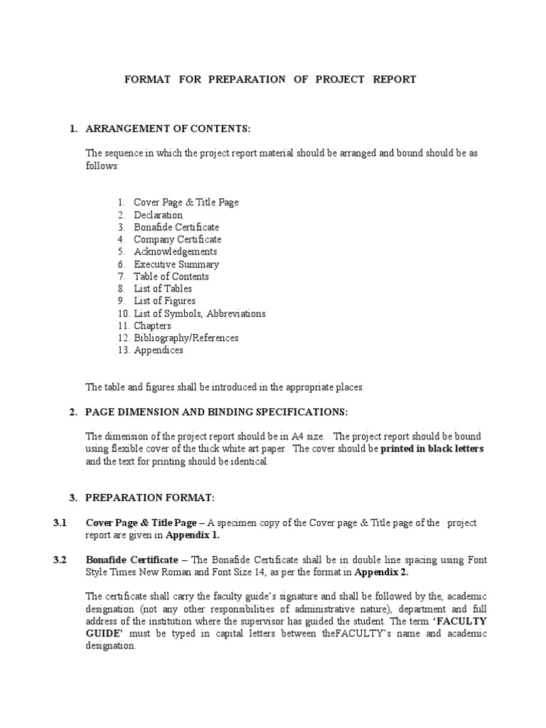 Format for Preparation of Project Reports | PDF | Times New Roman ...