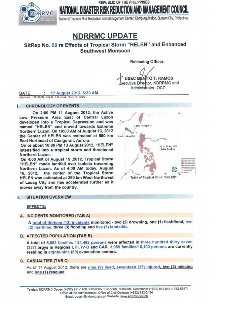 NDRRMC Update Sitrep No09 | PDF | Sea Captain | Meteorological Disaster