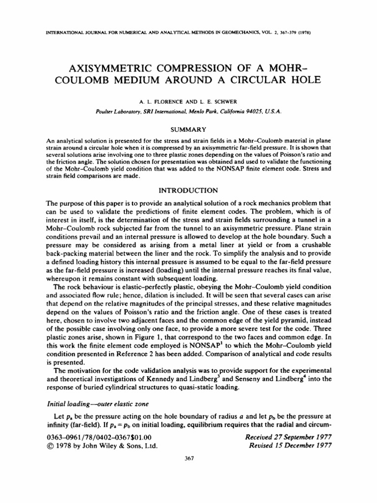 Schwer - Florence - Axisymmetric Compression of A Mohr-Coulomb Medium ...