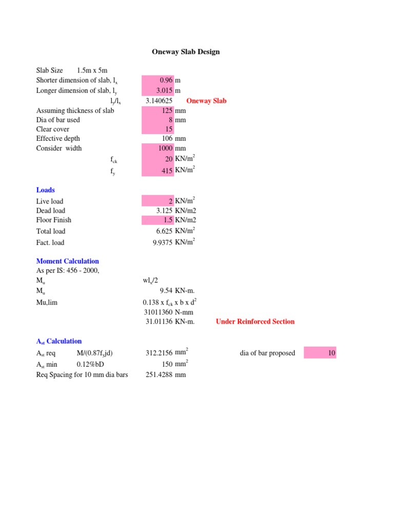 One Way Slab Design | PDF | Civil Engineering | Structural Engineering