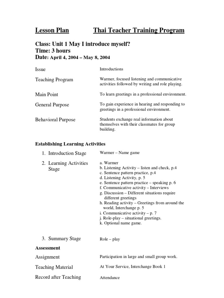 Tefl Lesson Plans | PDF