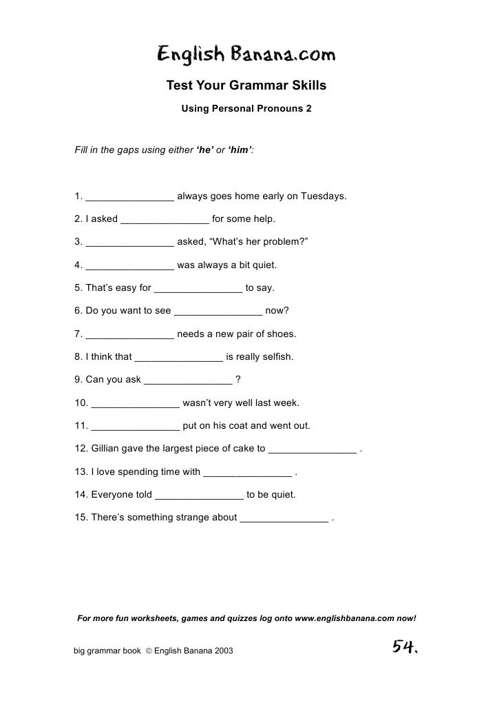 Test Your Grammar: Personal Pronouns | PDF
