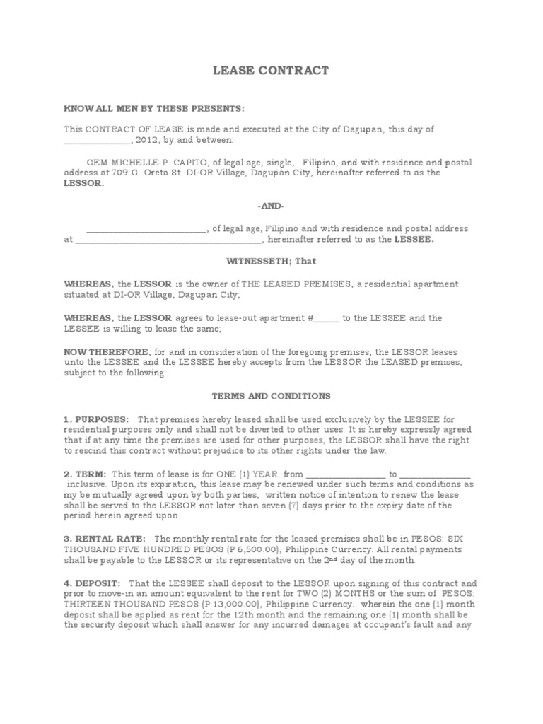 Lease Contract | PDF | Lease | Contract Law
