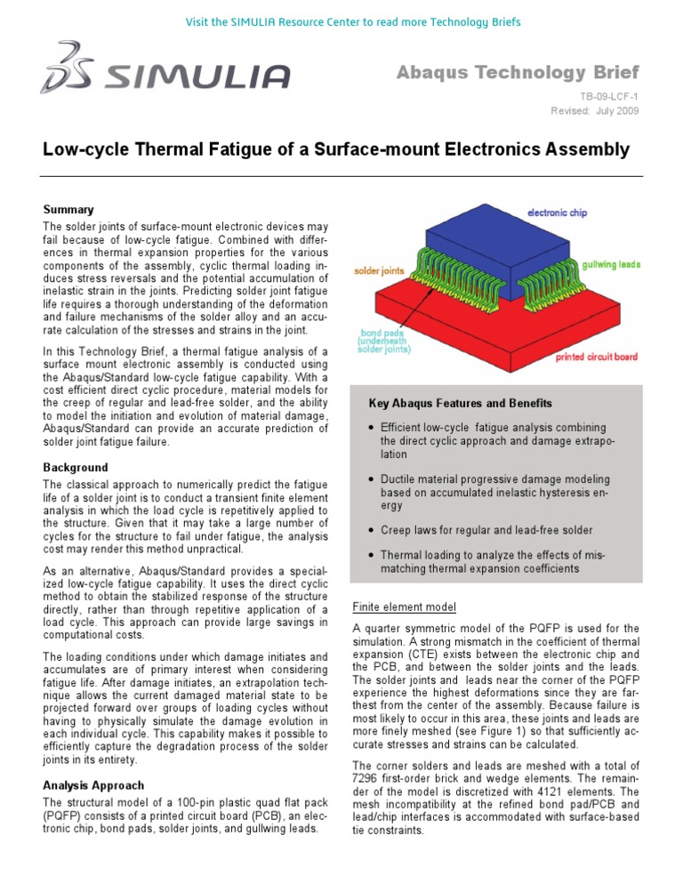 Low-Cycle Thermal Fatigue of A Surface-Mount Electronics Assembly 2009 ...